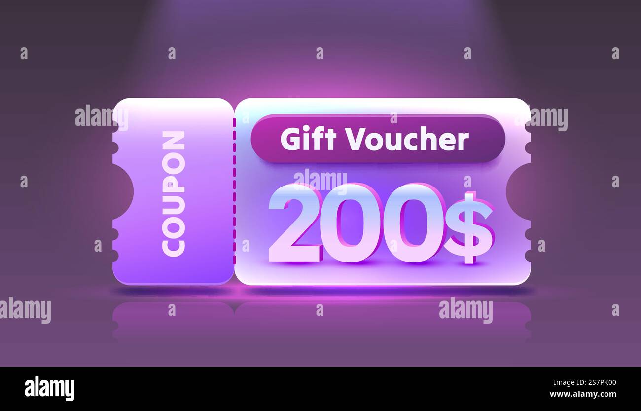 Coupon special voucher 200 dollar, Check banner special offer. Vector ...