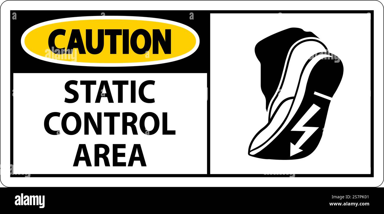 Caution Sign Static Control Area Stock Vector Image & Art - Alamy