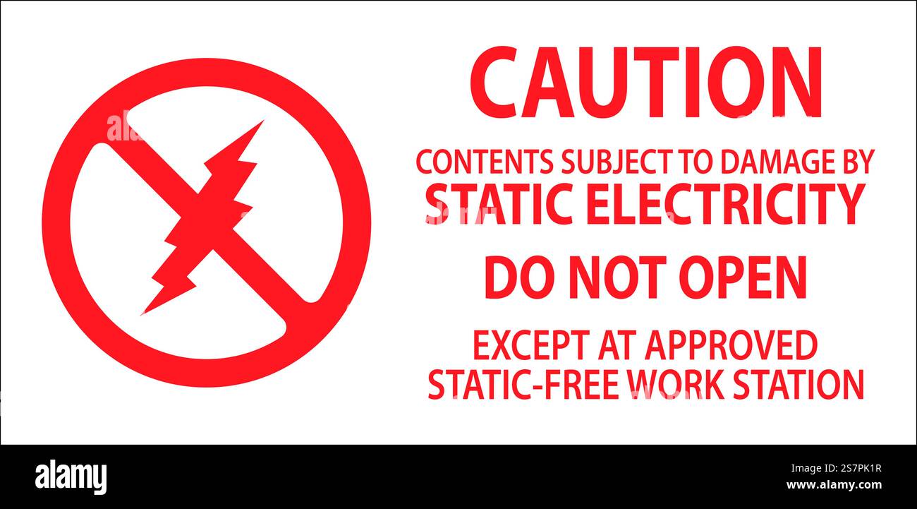 Fluorescent Red Anti-Static Labels Caution Do Not Open Stock Vector ...