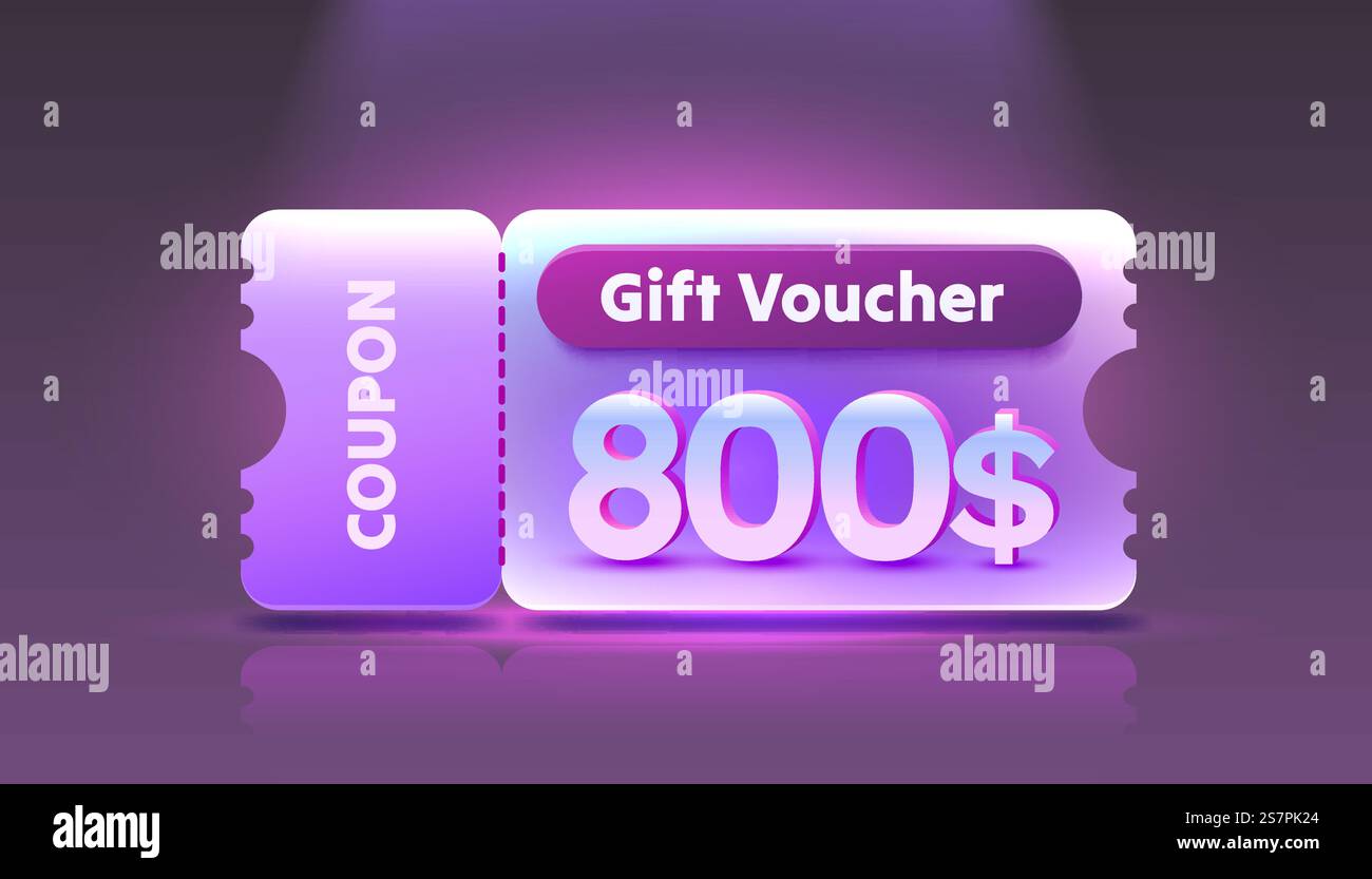 Coupon special voucher 800 dollar, Check banner special offer. Vector ...