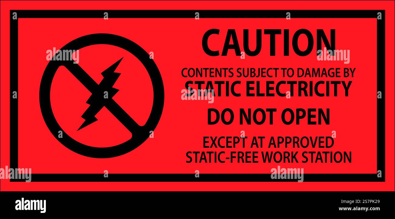 Fluorescent Red Anti-Static Labels Caution Do Not Open Stock Vector ...