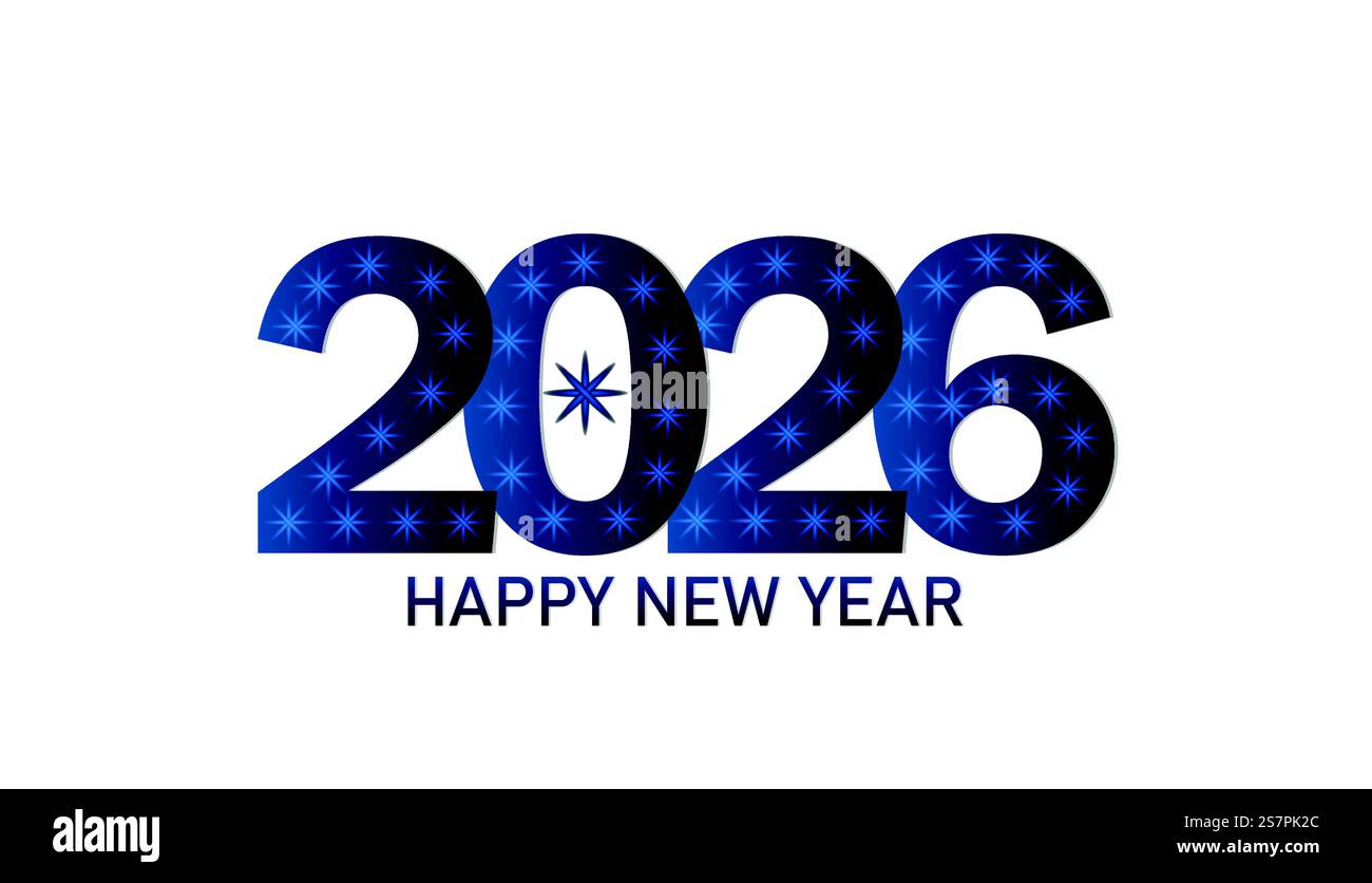 Happy New Year 2026 Text Design. Greeting Card, Poster Template Stock Vector Image & Art - Alamy