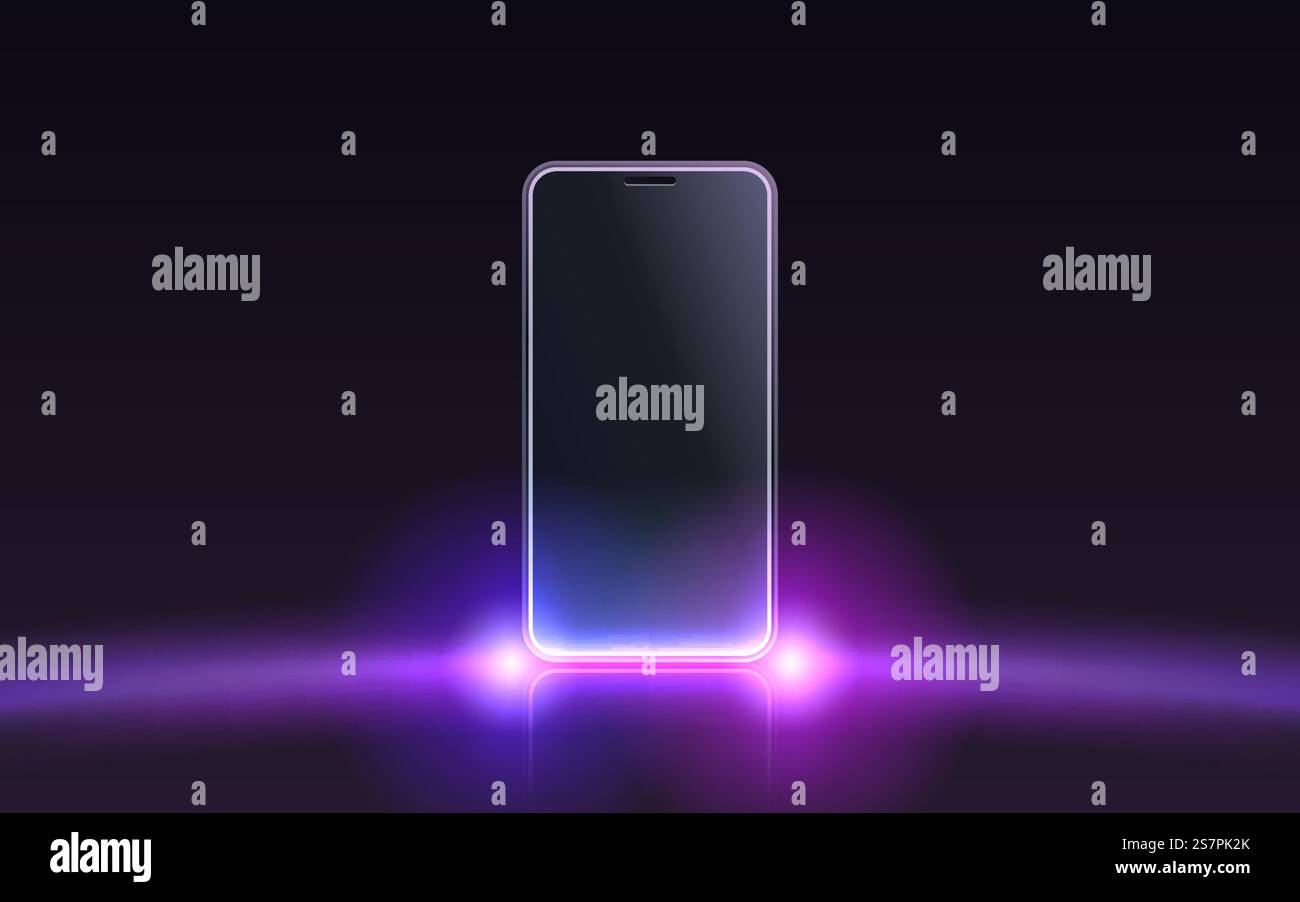 Smartphone mobile screen, technology mobile display light. Vector ...
