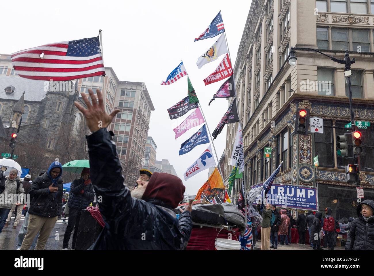 Supporters of Donald Trump gather at the Capital One Arena in the heavy ...