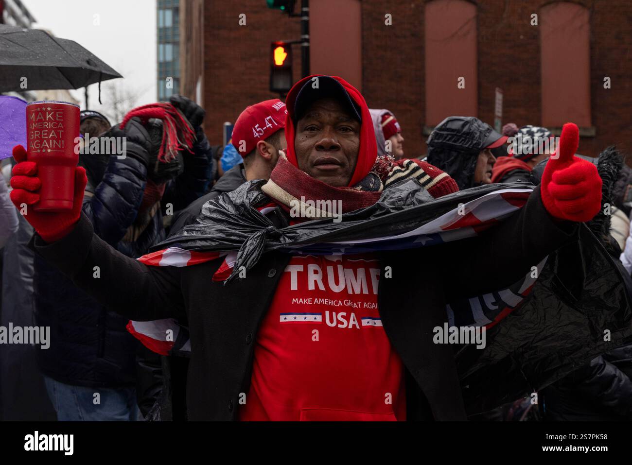 Supporters of Donald Trump gather at the Capital One Arena in the heavy ...