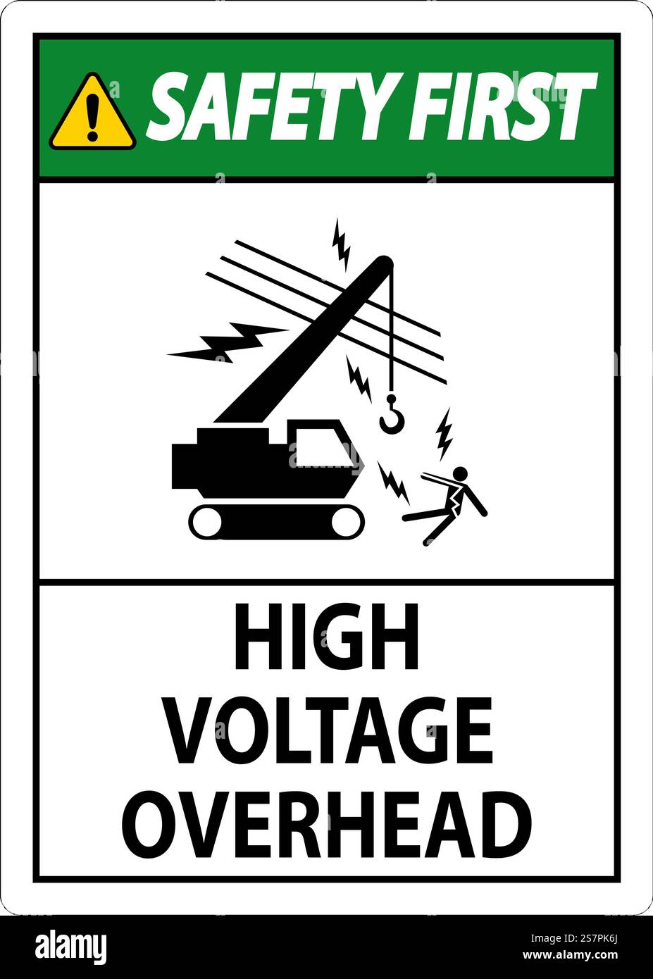 Safety First Sign High Voltage Overhead Stock Vector Image & Art - Alamy