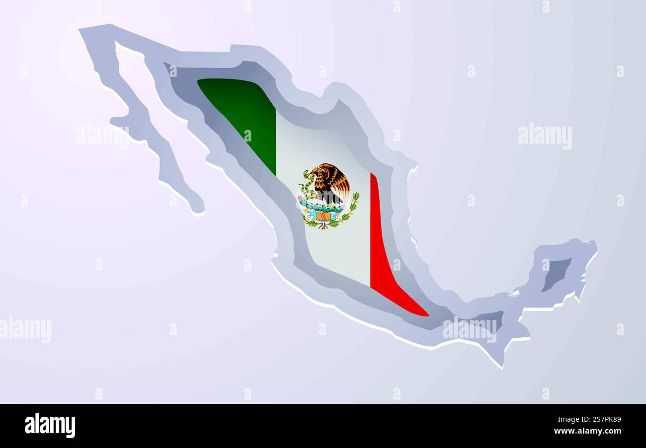 Creative Mexico map with flag colors in paper cut style. Vector ...