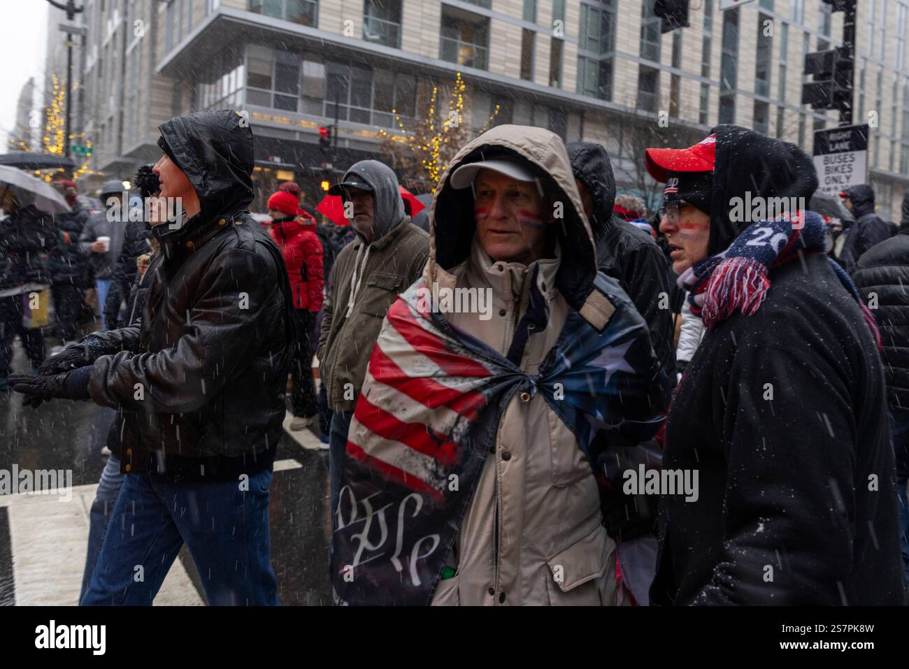 Supporters of Donald Trump gather at the Capital One Arena in the heavy ...