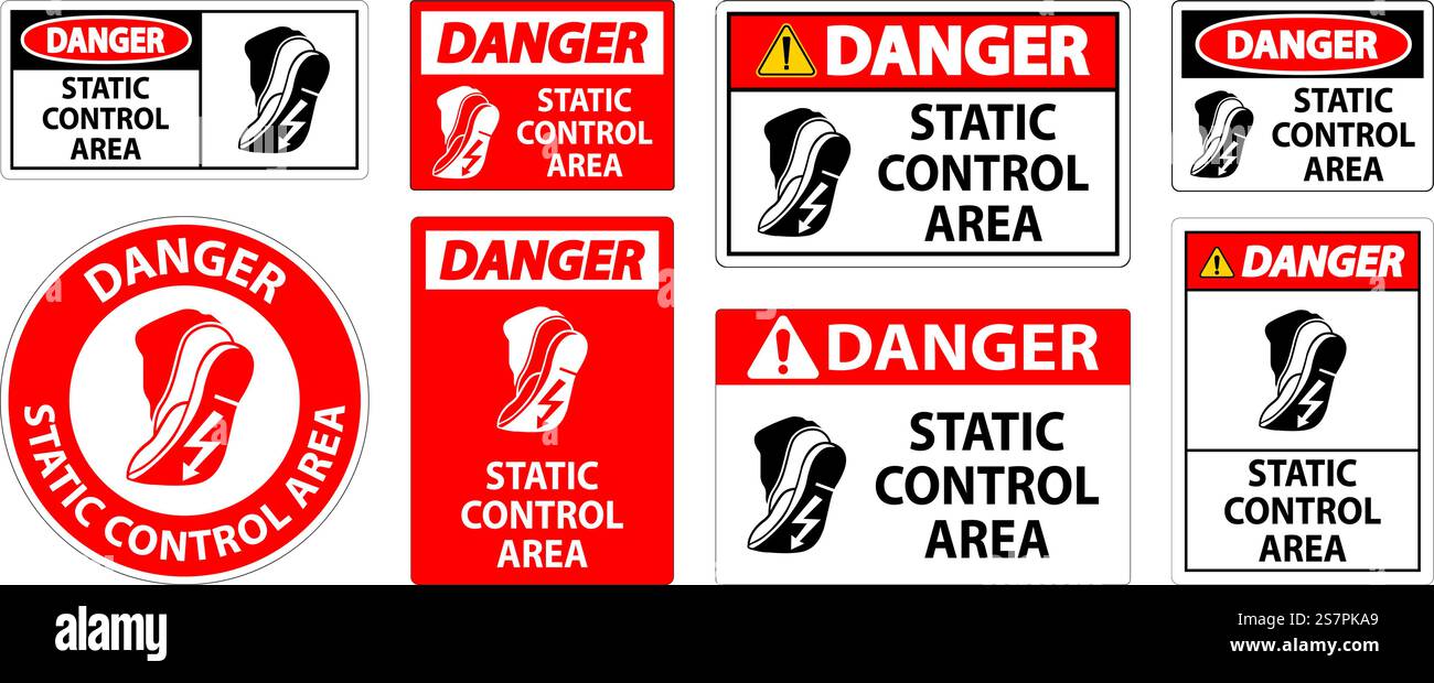 Danger Sign Static Control Area Stock Vector Image & Art - Alamy