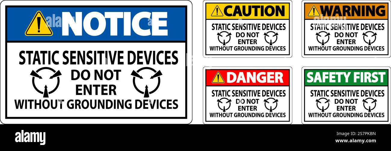Caution Sign Static Sensitive Devices Do Not Enter Without Grounding ...