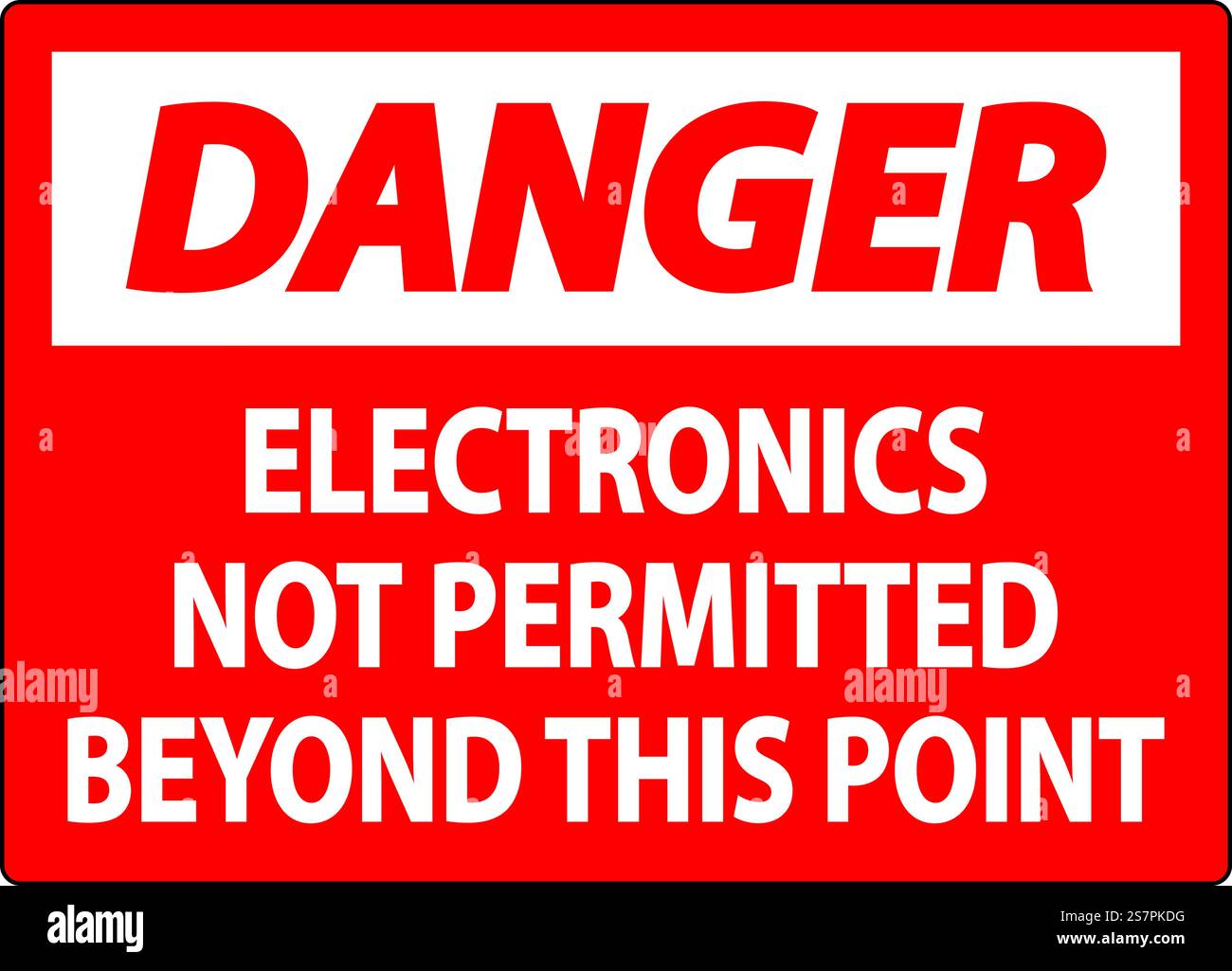 Danger Sign Electronics Not Permitted Beyond This Point Stock Vector ...