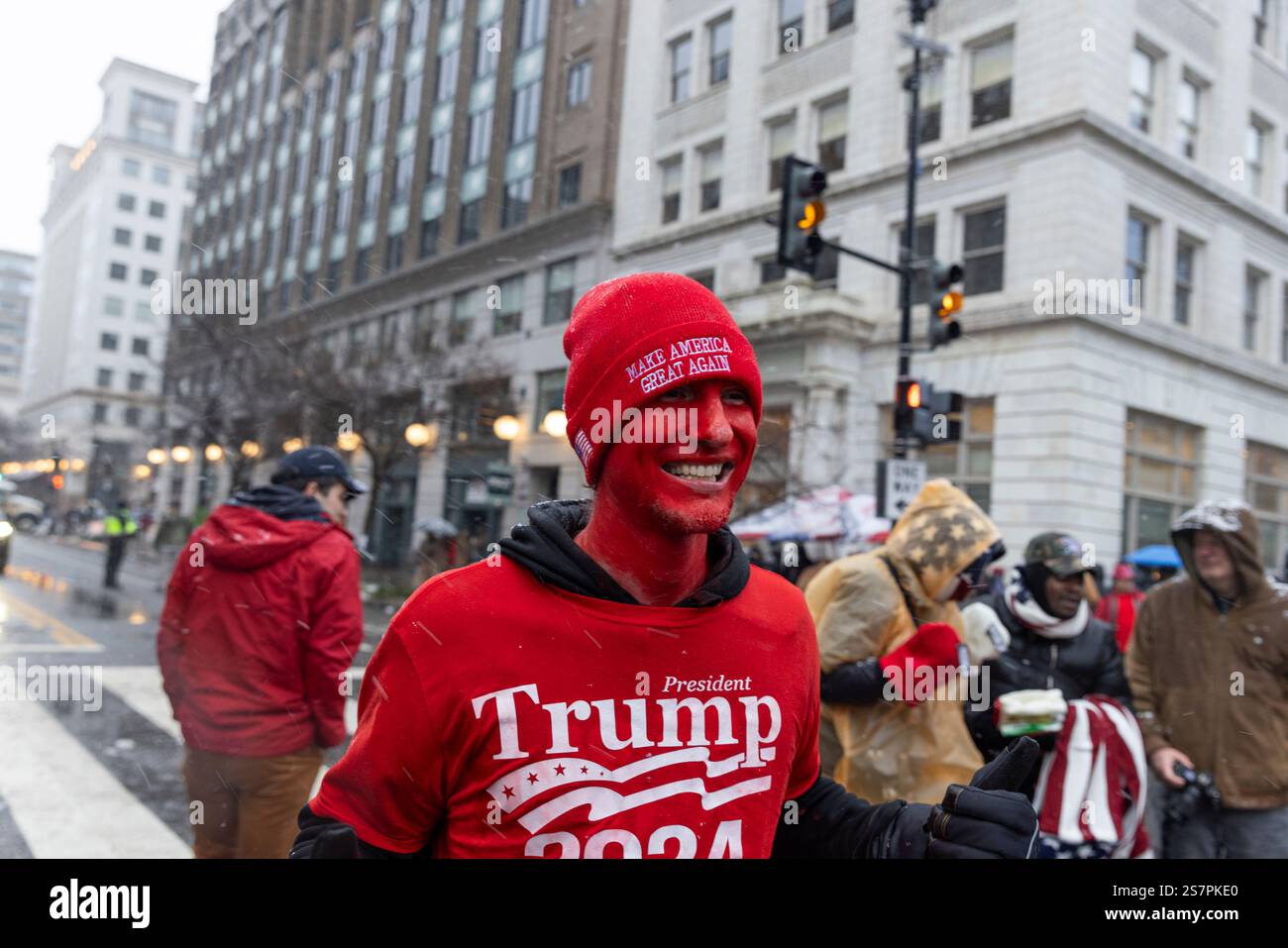 Supporters of Donald Trump gather at the Capital One Arena in the heavy ...