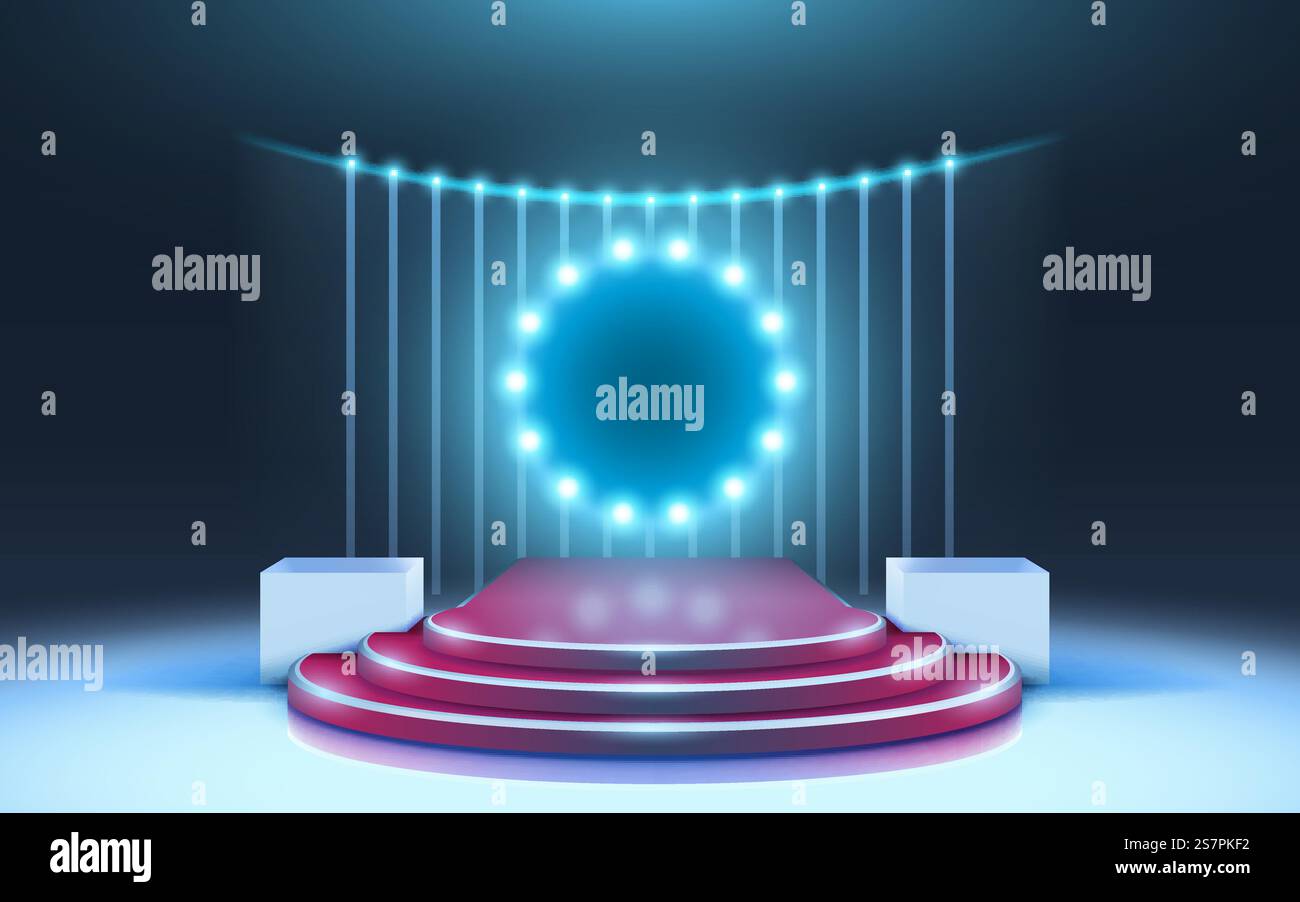 Red carpet podium room, show platform scene, studio presentation ...