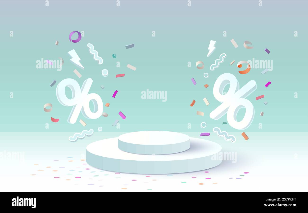 Podium percentage business poster, discount banner offer. Vector ...