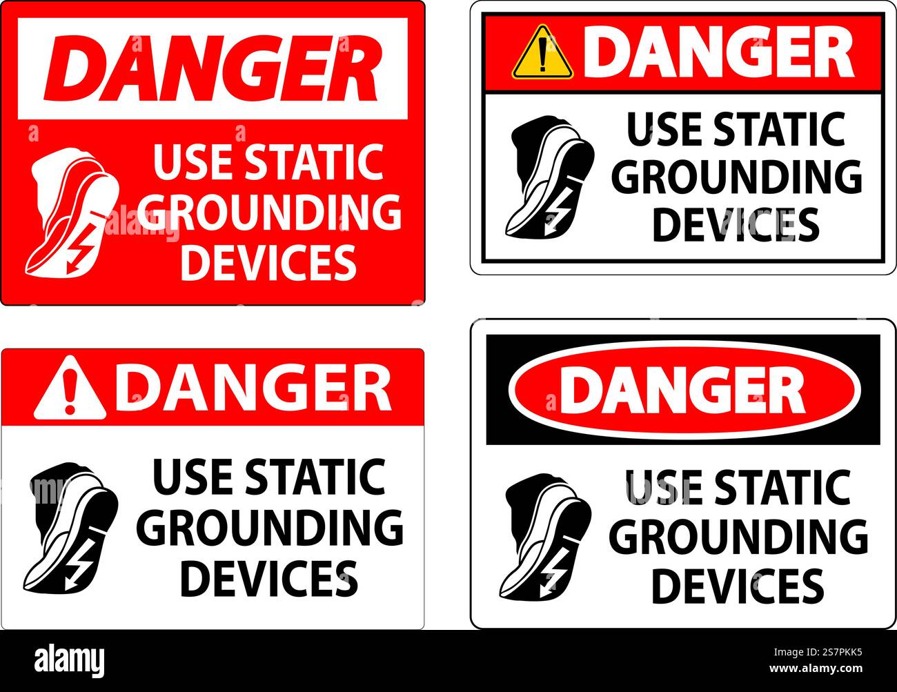 Danger Sign Use Static Grounding Devices Stock Vector Image & Art - Alamy