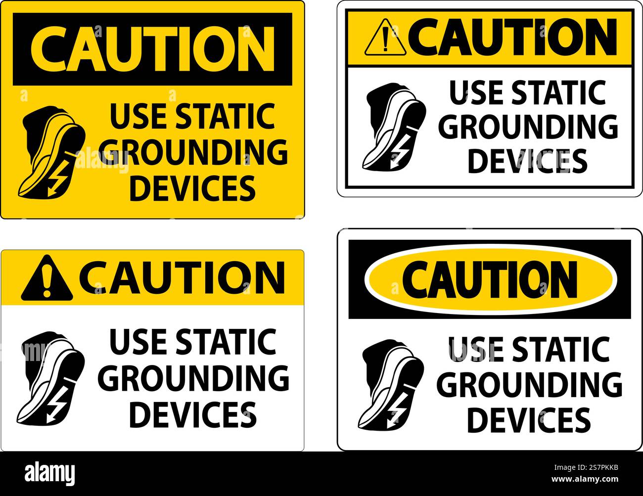 Caution Sign Use Static Grounding Devices Stock Vector Image & Art - Alamy