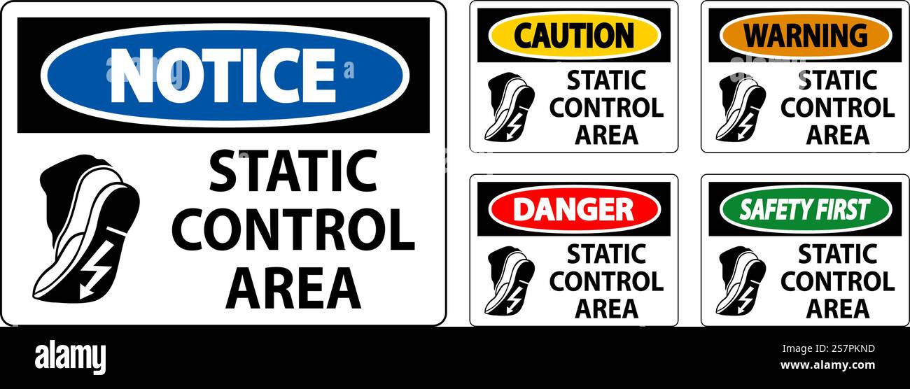 Caution Sign Static Control Area Stock Vector Image & Art - Alamy