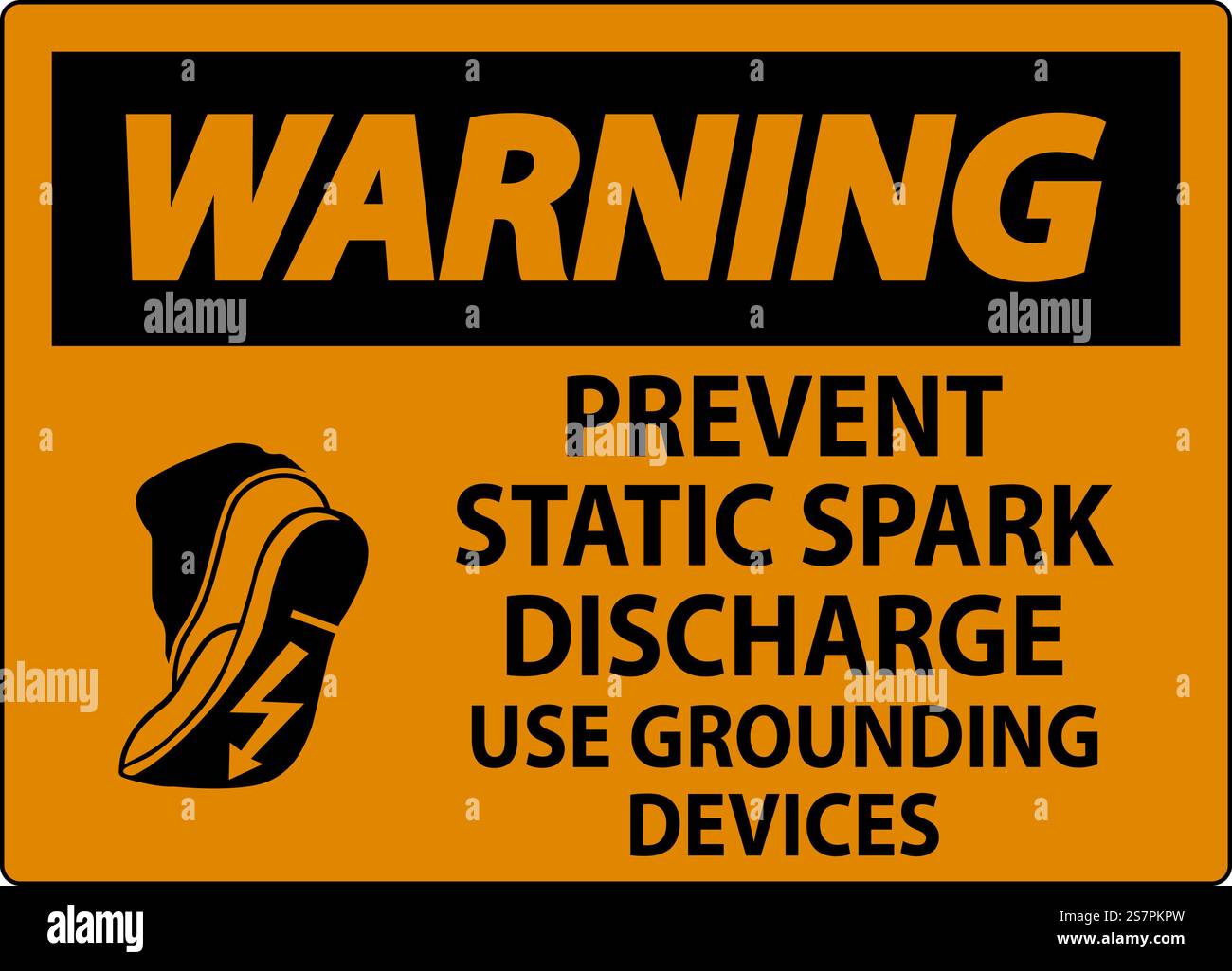 Warning Sign Prevent Static Spark Discharge, Use Grounding Devices ...