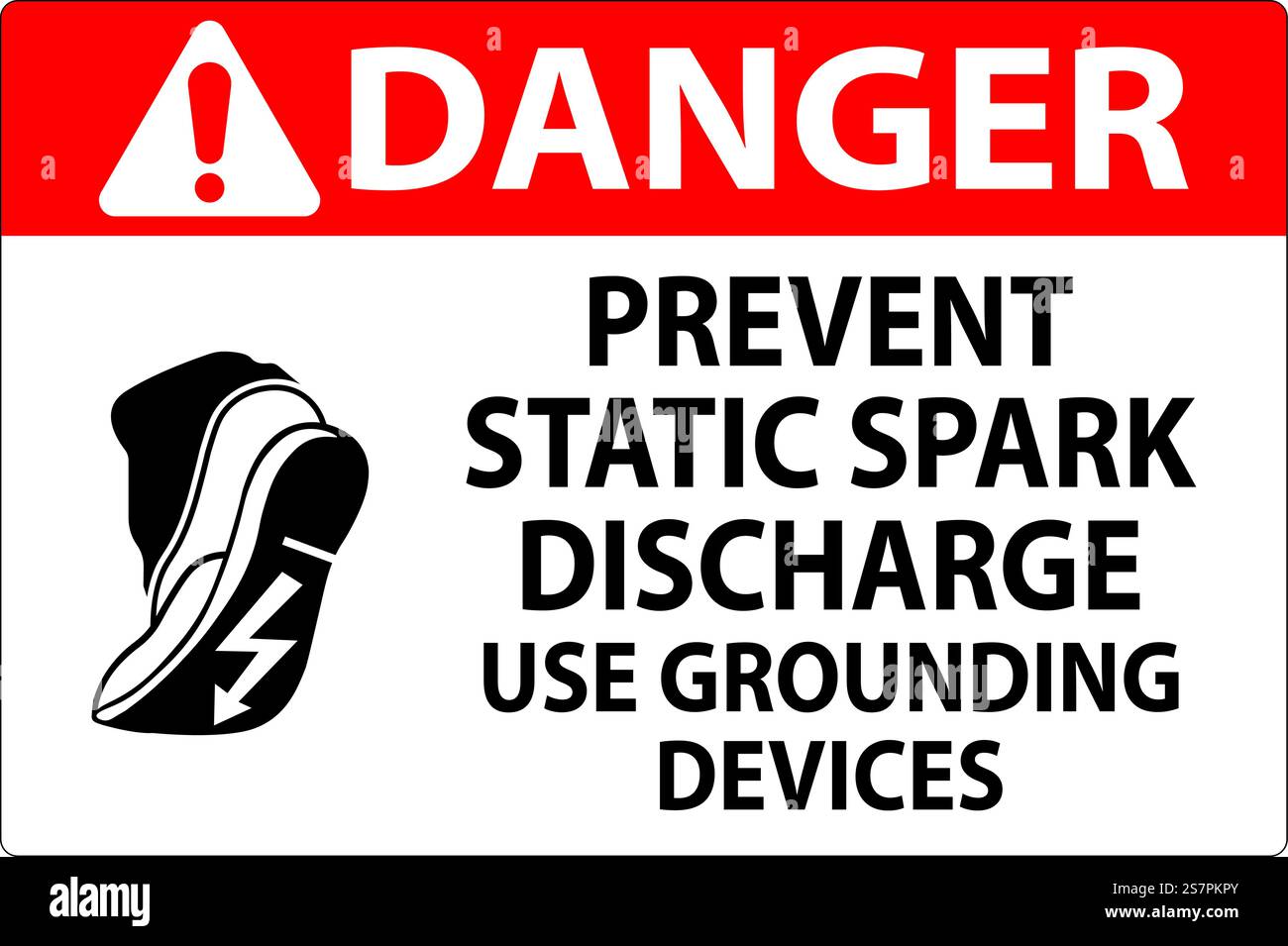 Danger Sign Prevent Static Spark Discharge, Use Grounding Devices Stock ...