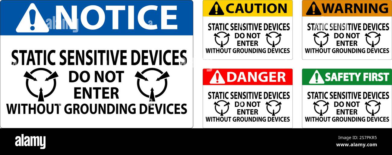 Caution Sign Static Sensitive Devices Do Not Enter Without Grounding Devices Stock Vector Image ...
