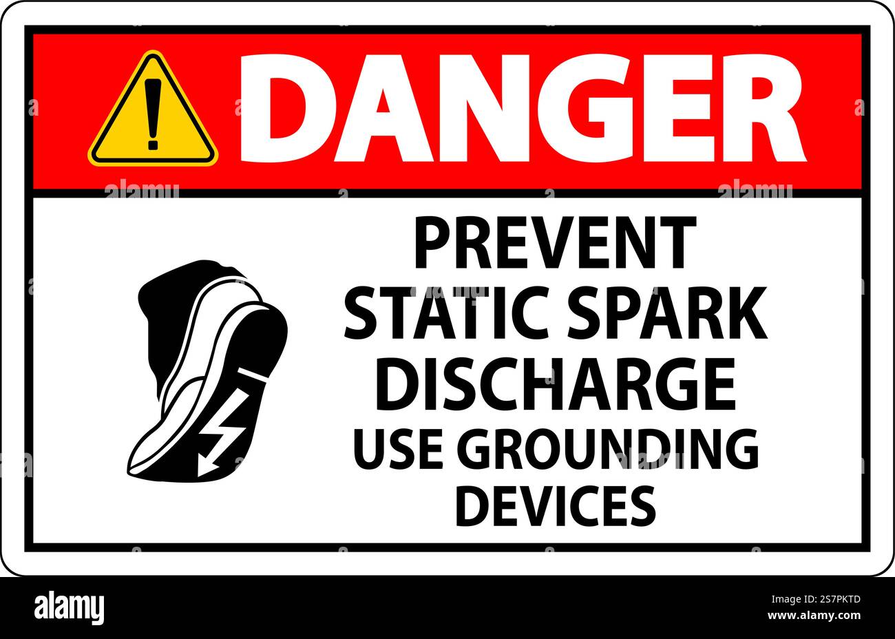 Danger Sign Prevent Static Spark Discharge, Use Grounding Devices Stock ...
