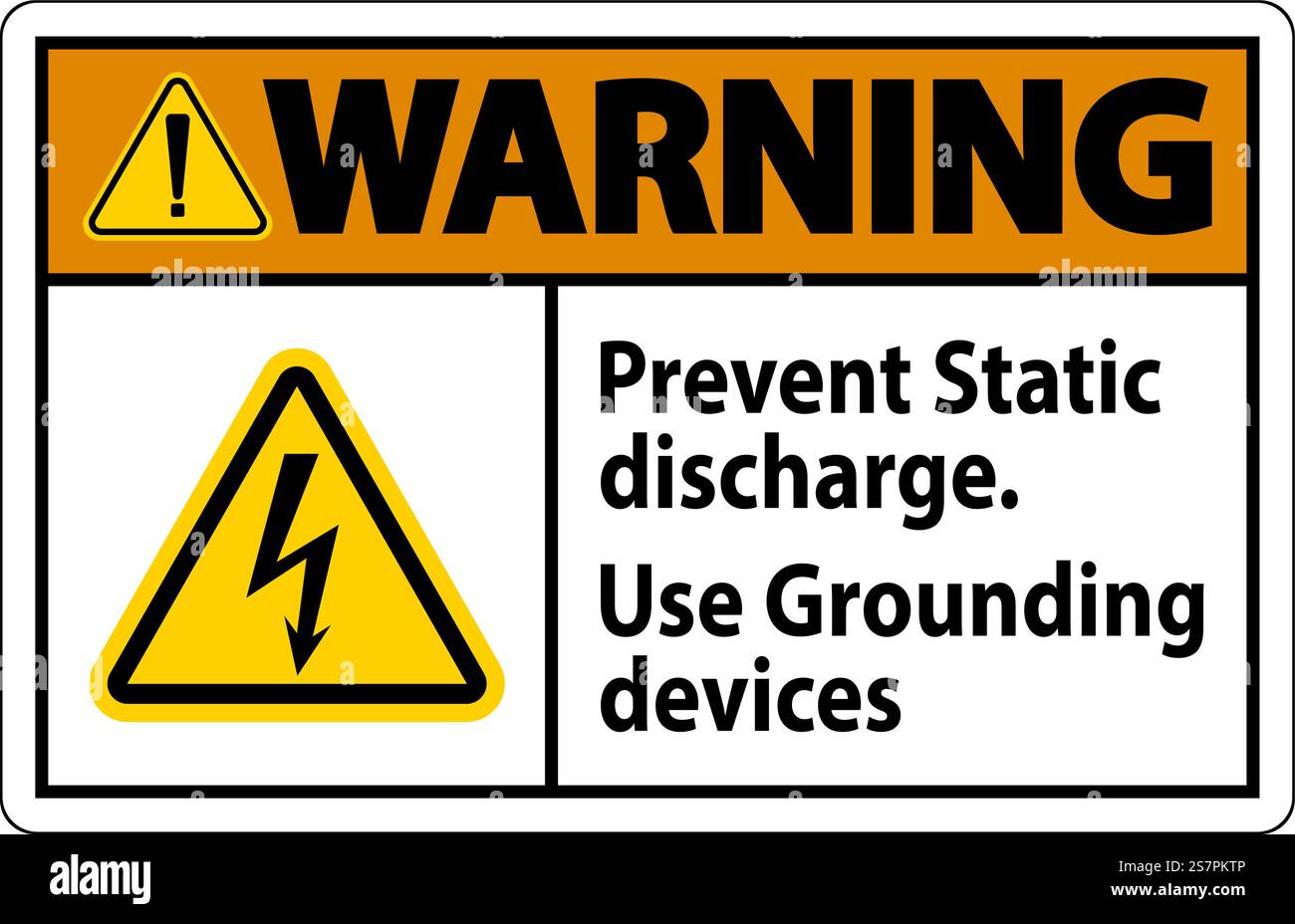 Warning Sign Prevent Static Discharge, Use Grounding Devices Stock ...