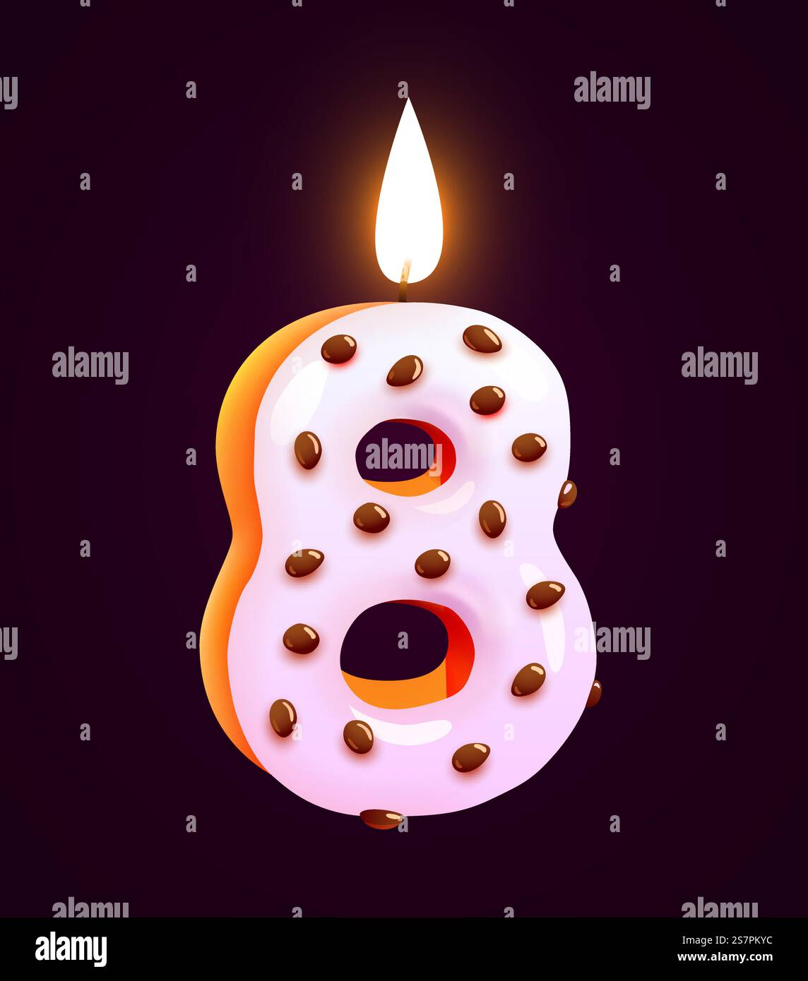Birthday cake font number 8 with candle. Eight year anniversary. Tasty ...