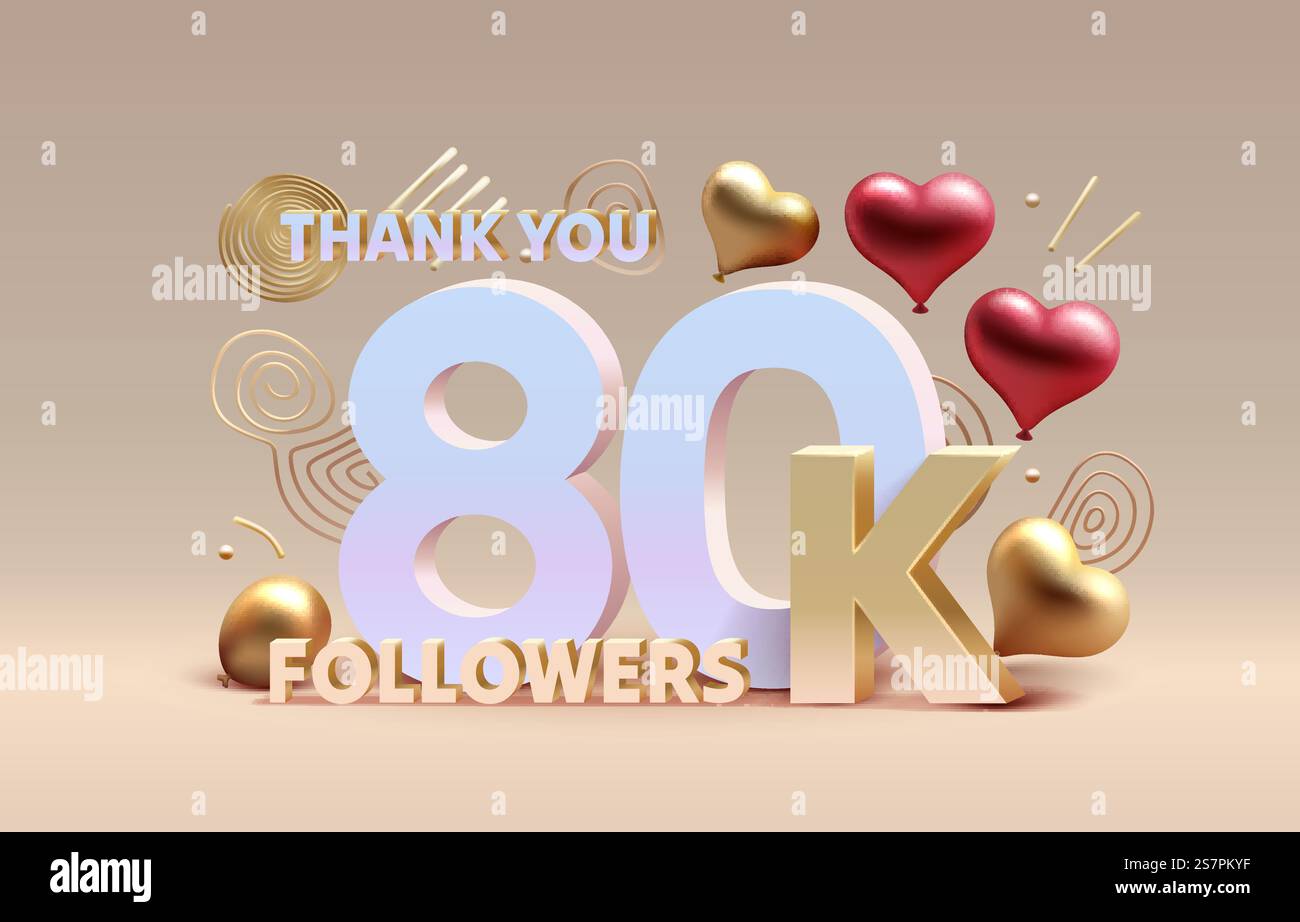 Thank you 80k followers, peoples online social group, happy banner ...