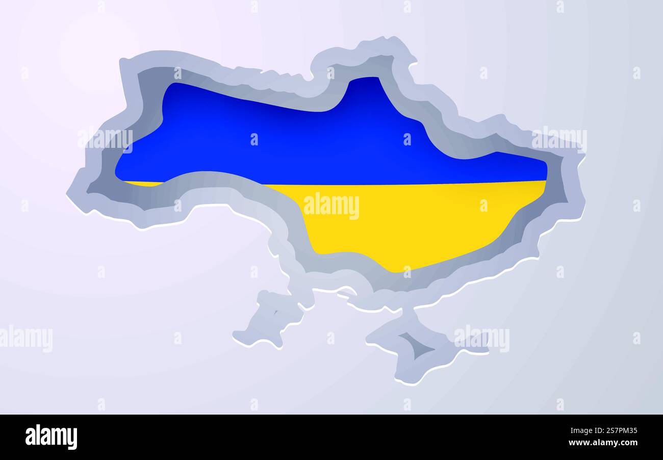 Creative Ukraine map with flag colors in paper cut style. Vector ...