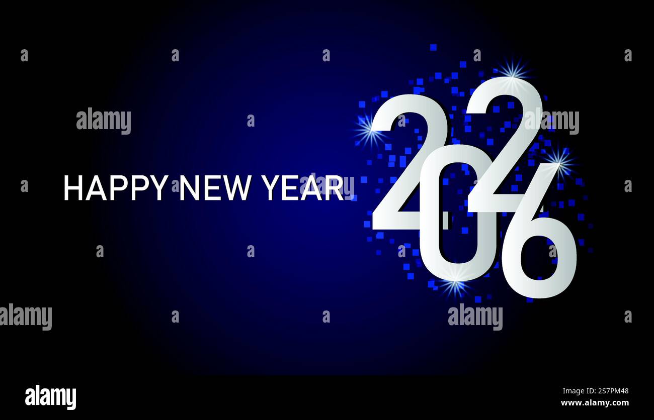 Happy New Year 2026 Text Design. Greeting Card Stock Vector Image & Art ...