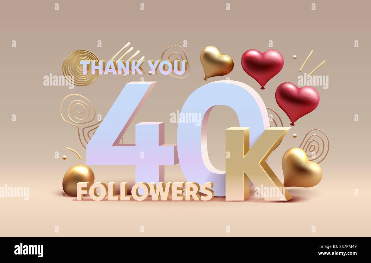 Thank you 40k followers, peoples online social group, happy banner ...