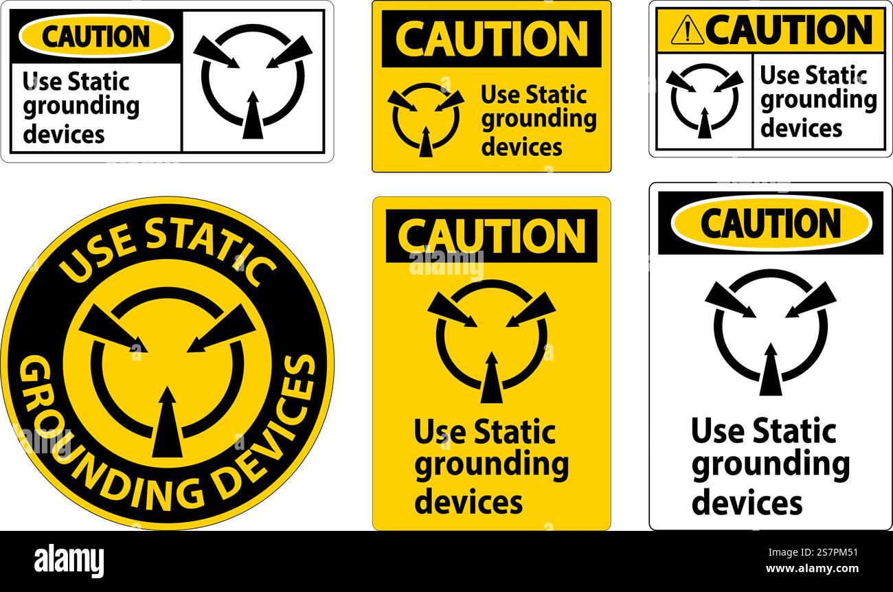 Caution Sign Use Static Grounding Devices Stock Vector Image & Art - Alamy