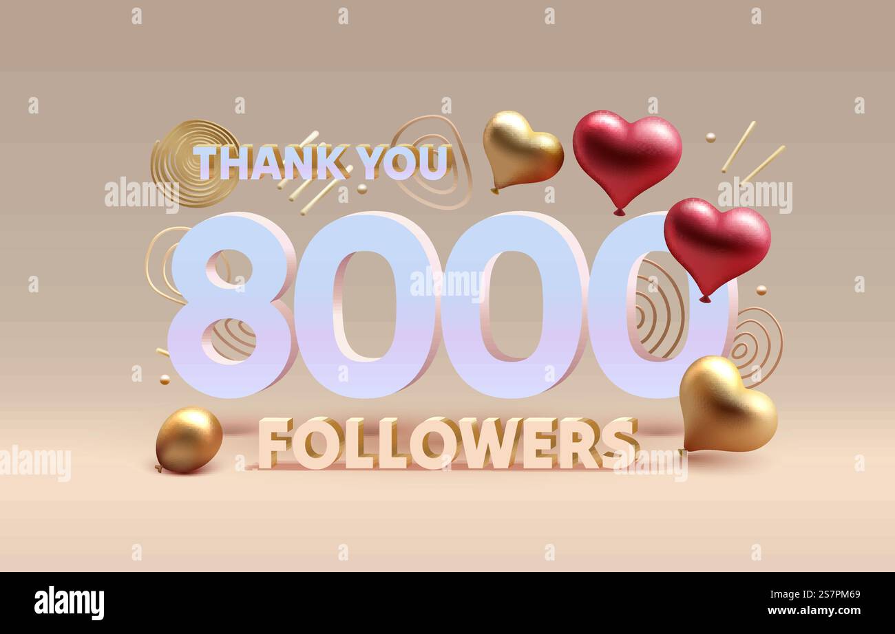 Thank you 8000 followers, peoples online social group, happy banner ...