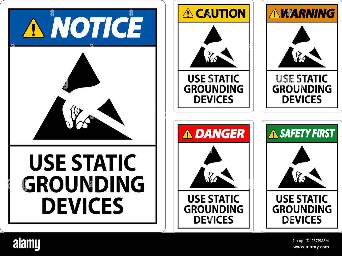 Caution Sign Use Static Grounding Devices Stock Vector Image & Art - Alamy