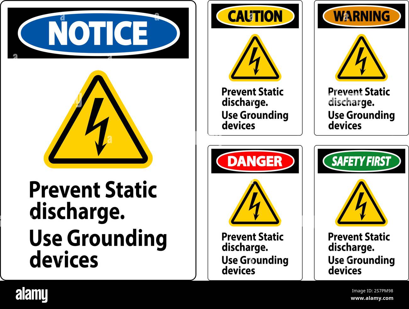 Caution Sign Prevent Static Discharge, Use Grounding Devices Stock ...