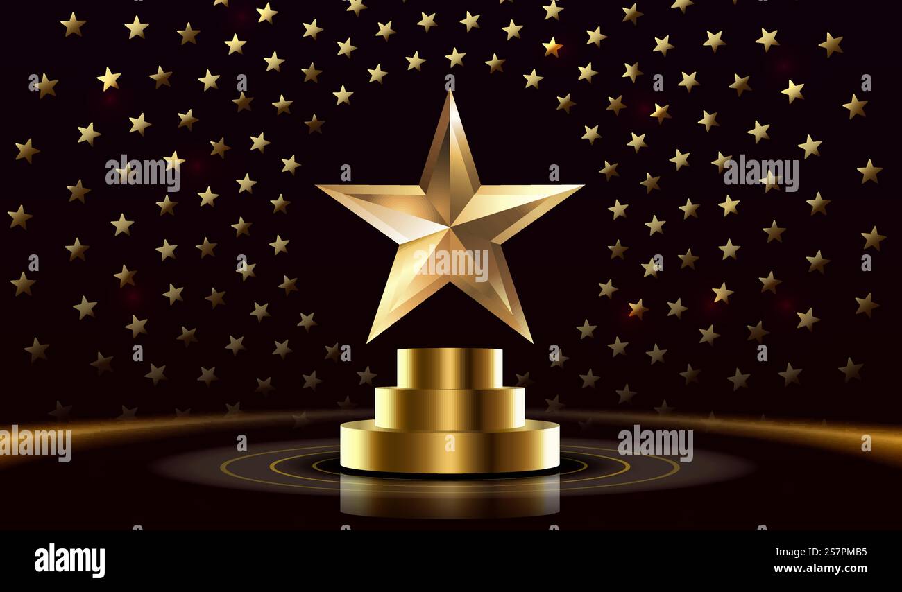 Star best podium award sign, golden object. Vector illustration. Star ...