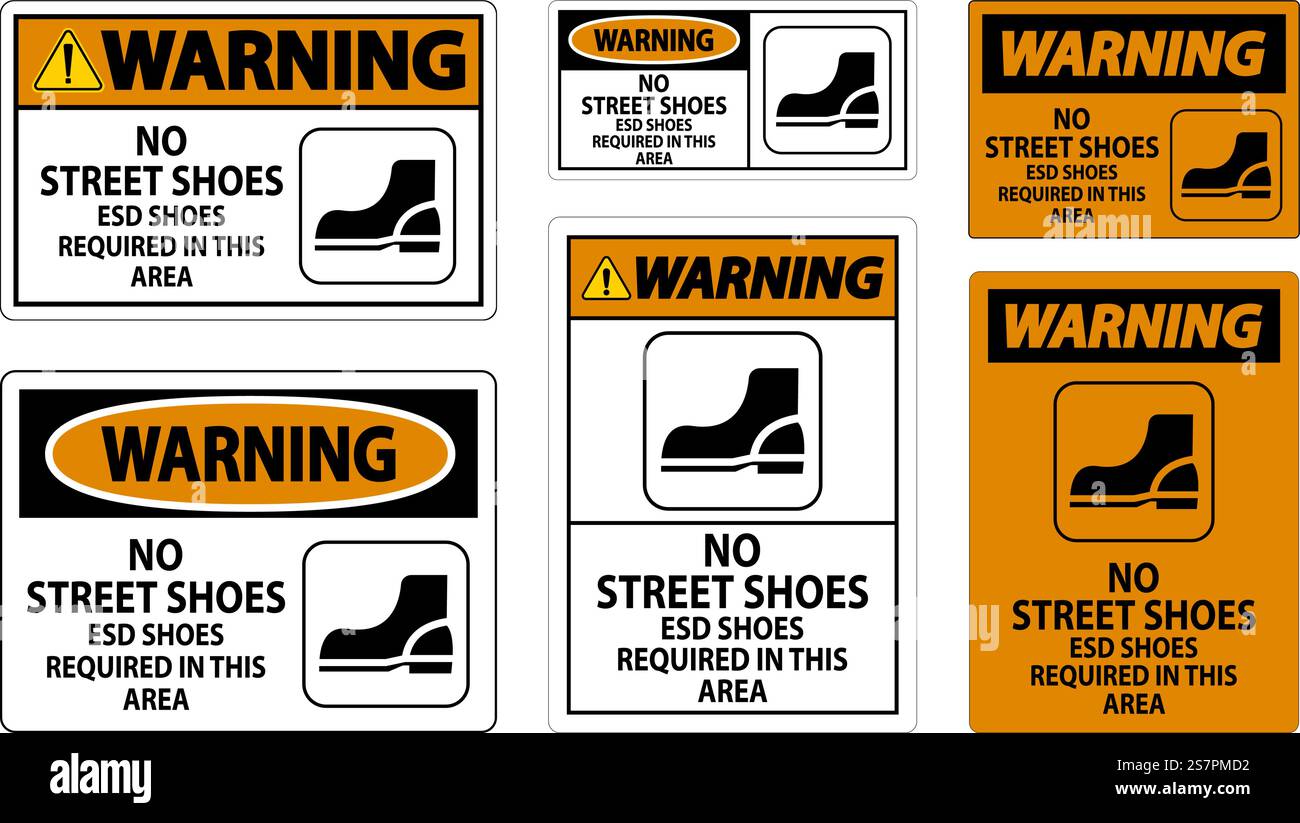 Warning Sign No Street Shoes, ESD Shoes Required In This Area Stock ...