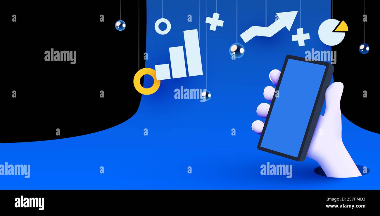 Mobile technology concept. Market trend graphs analysis on smartphone ...