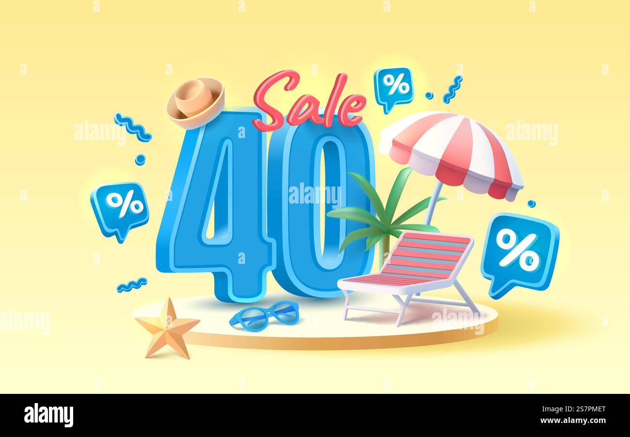 Summer time banner sale 40 percentage hi-res stock photography and ...
