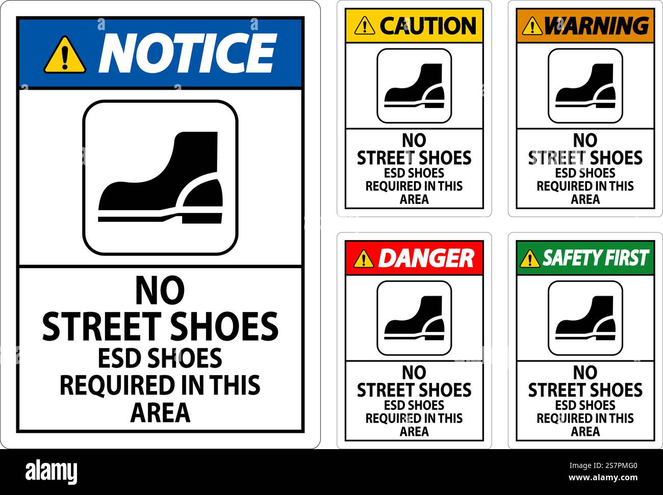 Notice Sign No Street Shoes, ESD Shoes Required In This Area Stock ...