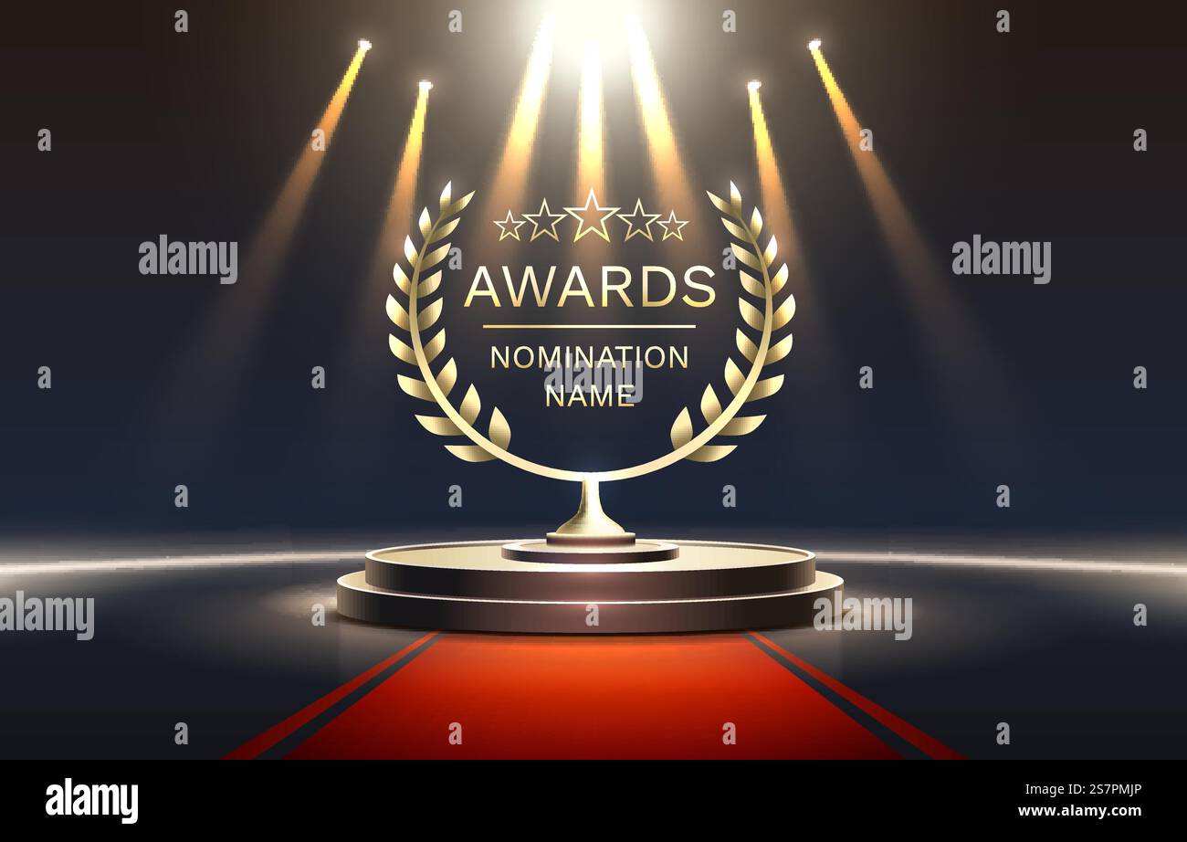 Awards nomination name podium, golden prize event, scene star ceremony ...