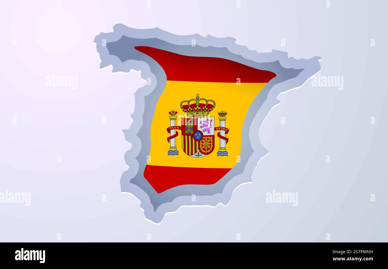 Creative Spain map with flag colors in paper cut style. Vector ...