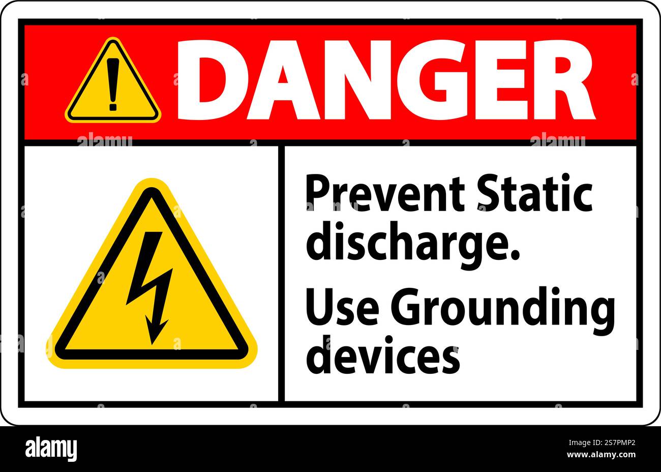 Danger Sign Prevent Static Discharge, Use Grounding Devices Stock ...