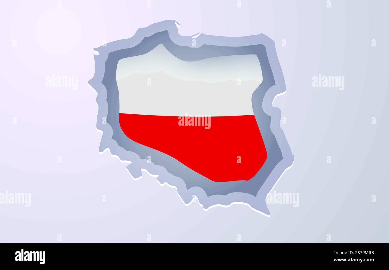 Creative Poland map with flag colors in paper cut style. Vector ...