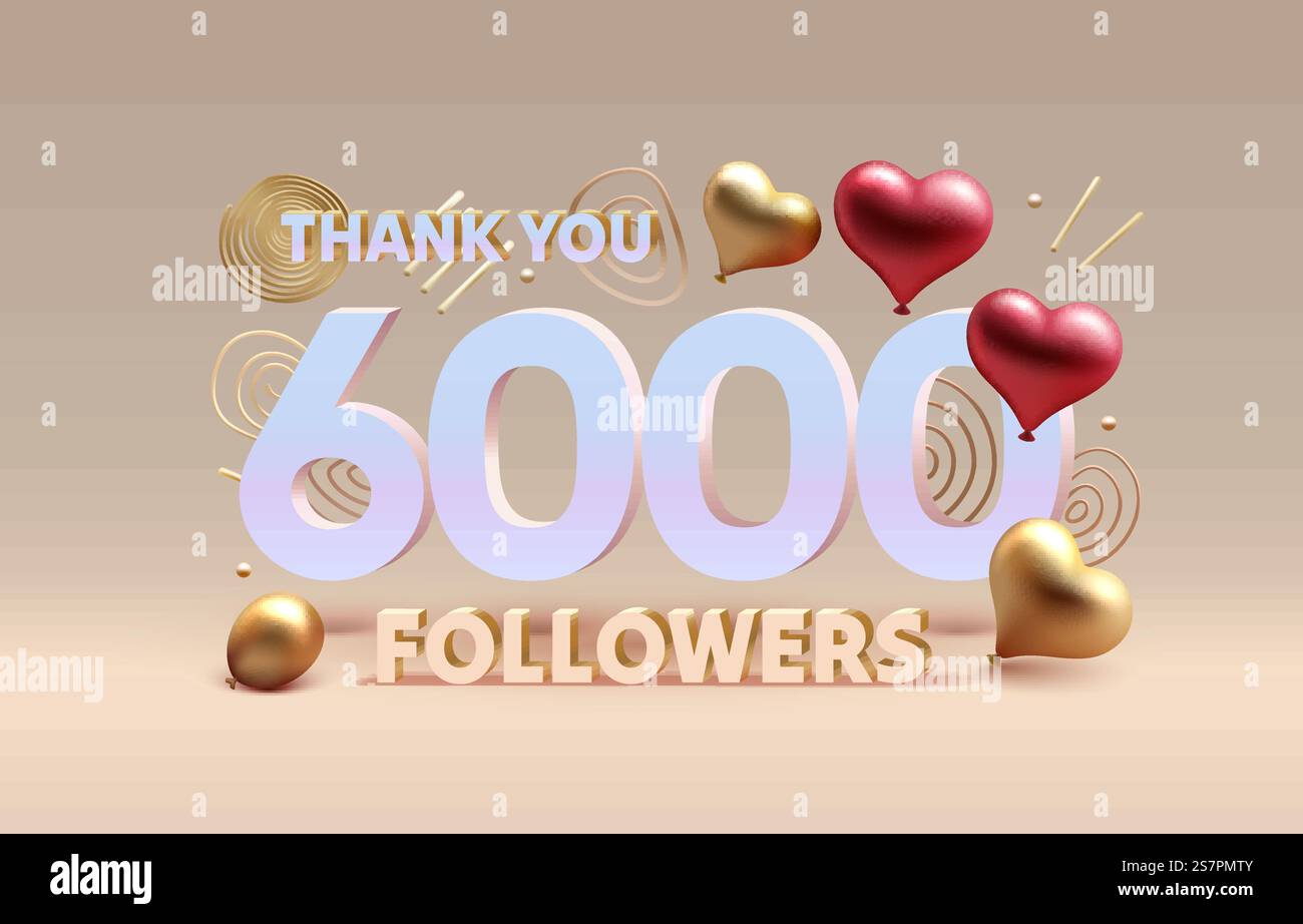 Thank you 6000 followers, peoples online social group, happy banner ...