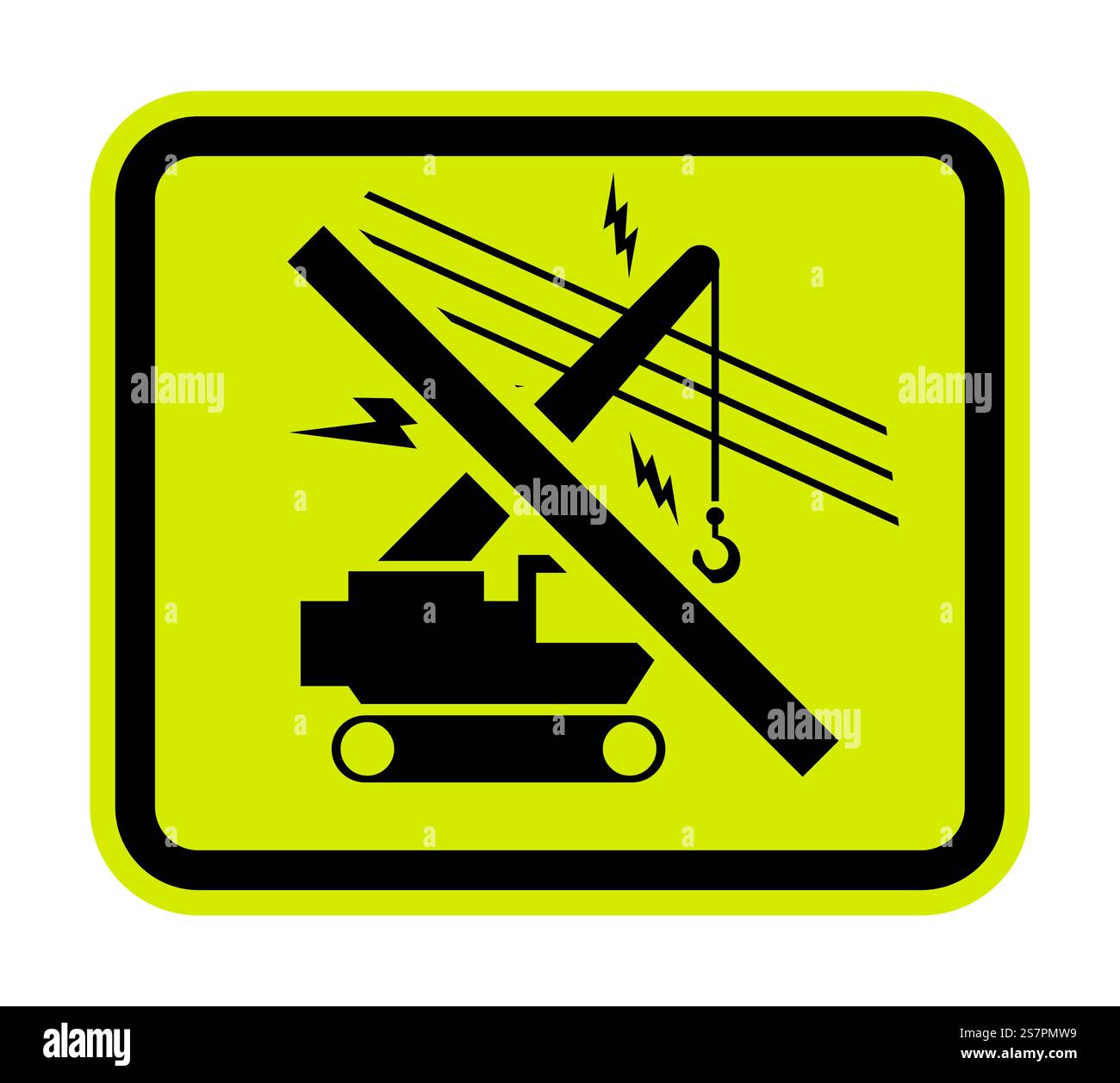 Prohibition Sign Do Not Operate Crane Overhead Power Lines Symbol Stock ...