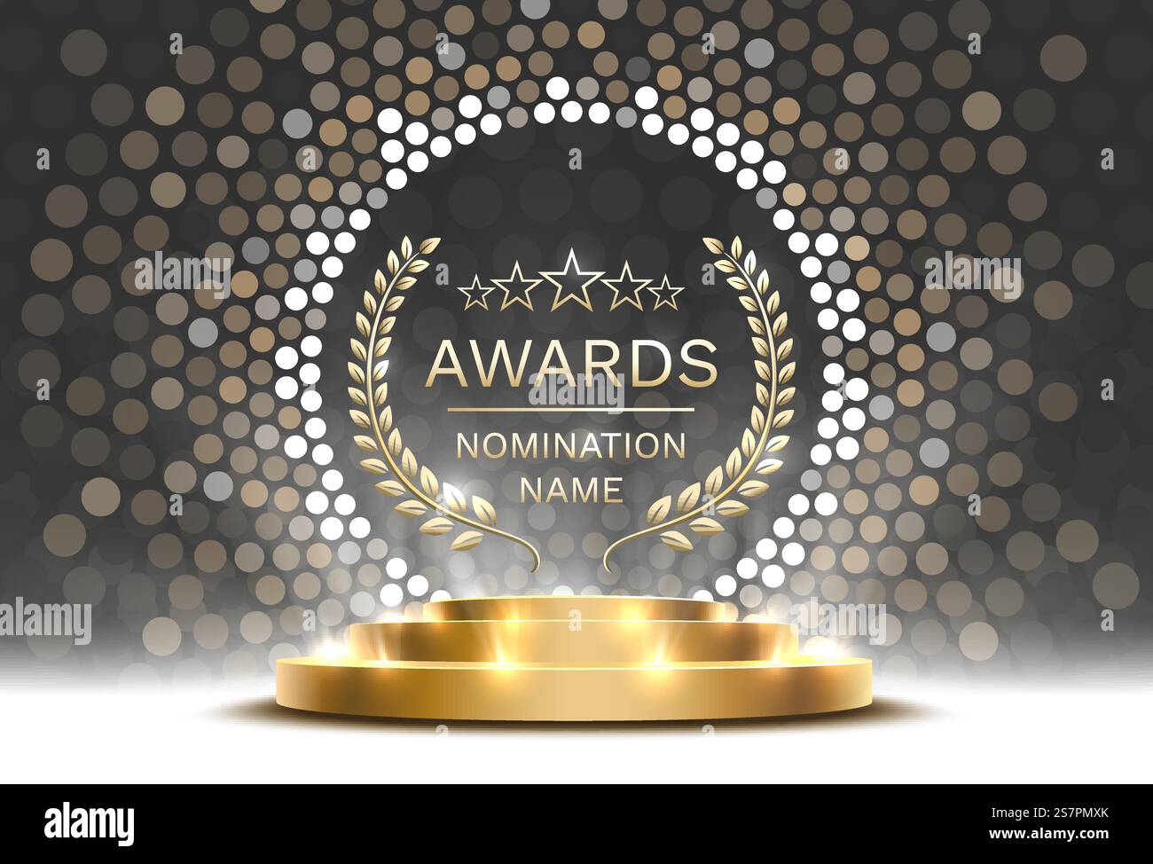 Awards nomination name podium, golden prize event, scene star ceremony ...