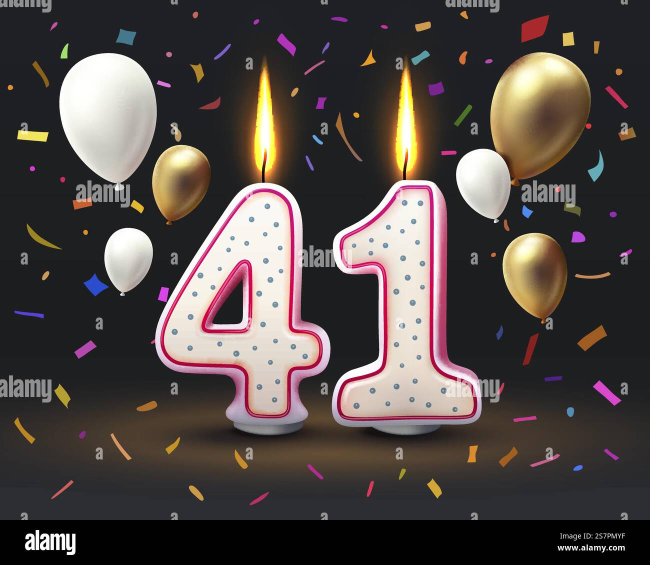 Happy Birthday years. 41 anniversary of the birthday, Candle in the ...