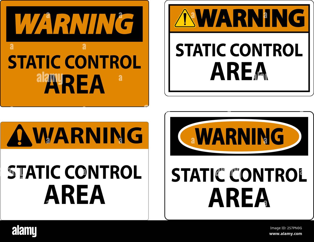 Warning Sign Static Control Area Stock Vector Image & Art - Alamy