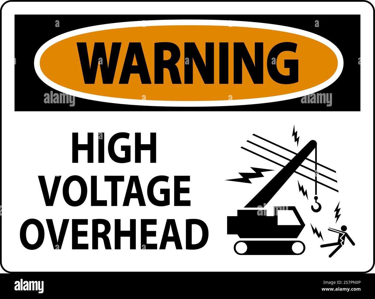 Warning Sign High Voltage Overhead Stock Vector Image & Art - Alamy